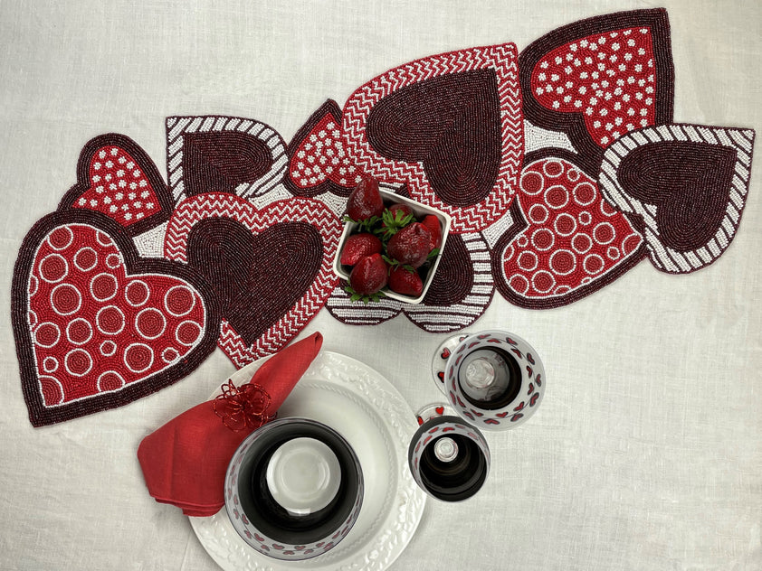 Hearts Beaded Table Runner – Golden Hill Studio