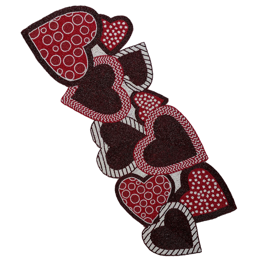 Hearts Beaded Table Runner – Golden Hill Studio