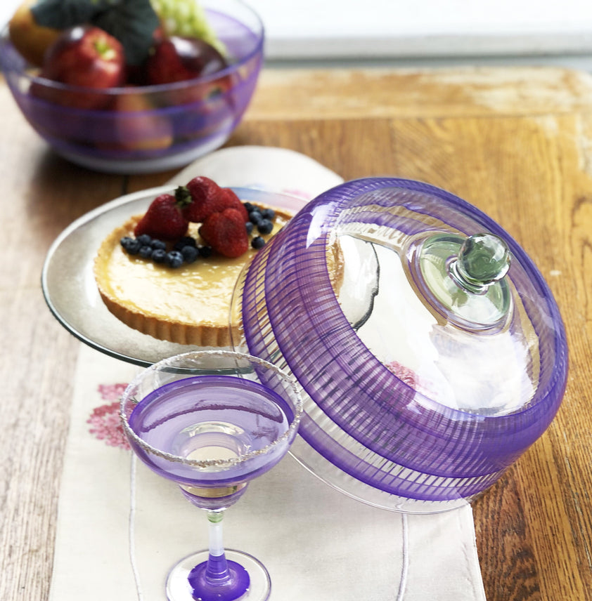 Cape Cod Cottage Stripe Purple Cake Dome and Stand – Golden Hill Studio